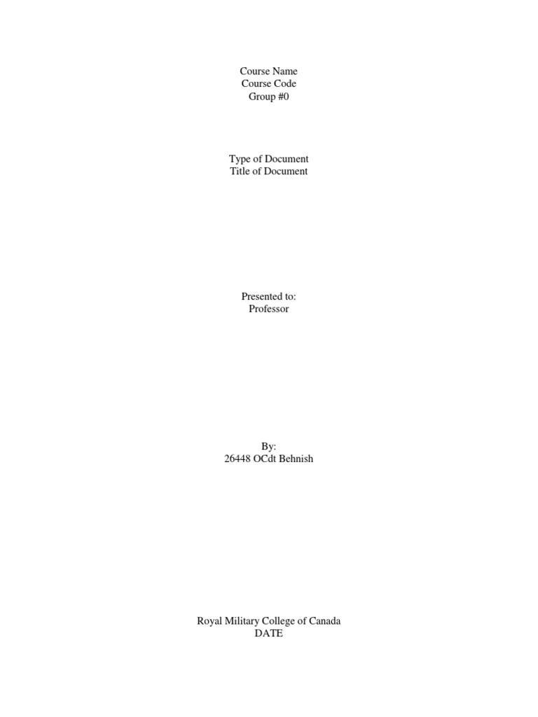 Royal Military College Course Document | PDF