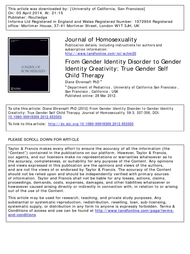 From Gender Identity Disorder To Gender Identity Creativity | PDF ...