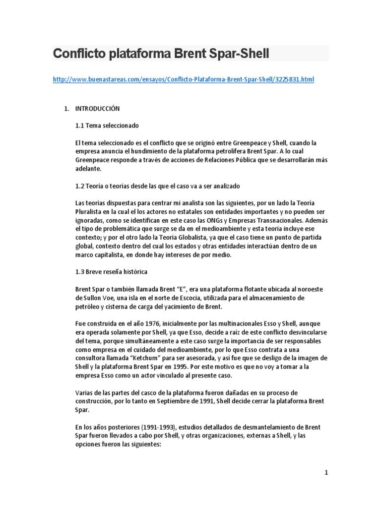Conflicto Brent Spar: Shell vs Greenpeace | PDF | Royal Dutch Shell ...
