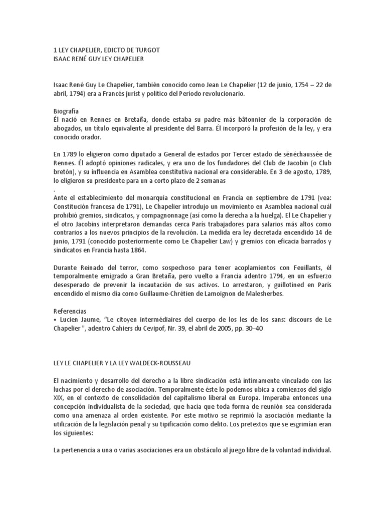 Ley Le Chapelier y su impacto laboral | PDF | Justicia | Crimen y violencia
