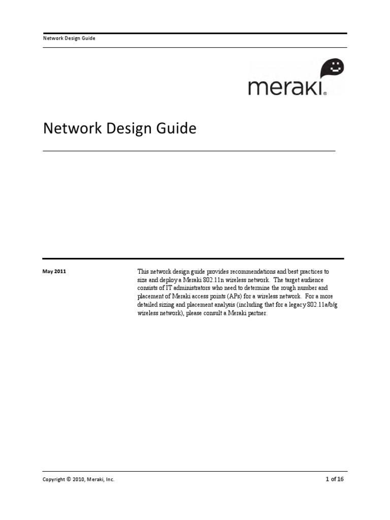 Meraki Setup Network Design | PDF | Wireless Network | Internet Access