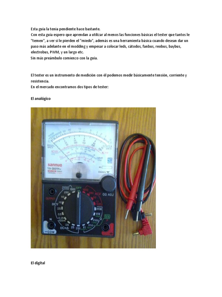 Manual de Uso Del Tester | PDF | Corriente eléctrica | Transistor