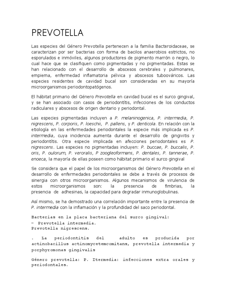 Prevotella Micro | PDF | Especialidades Medicas | Enfermedades y trastornos