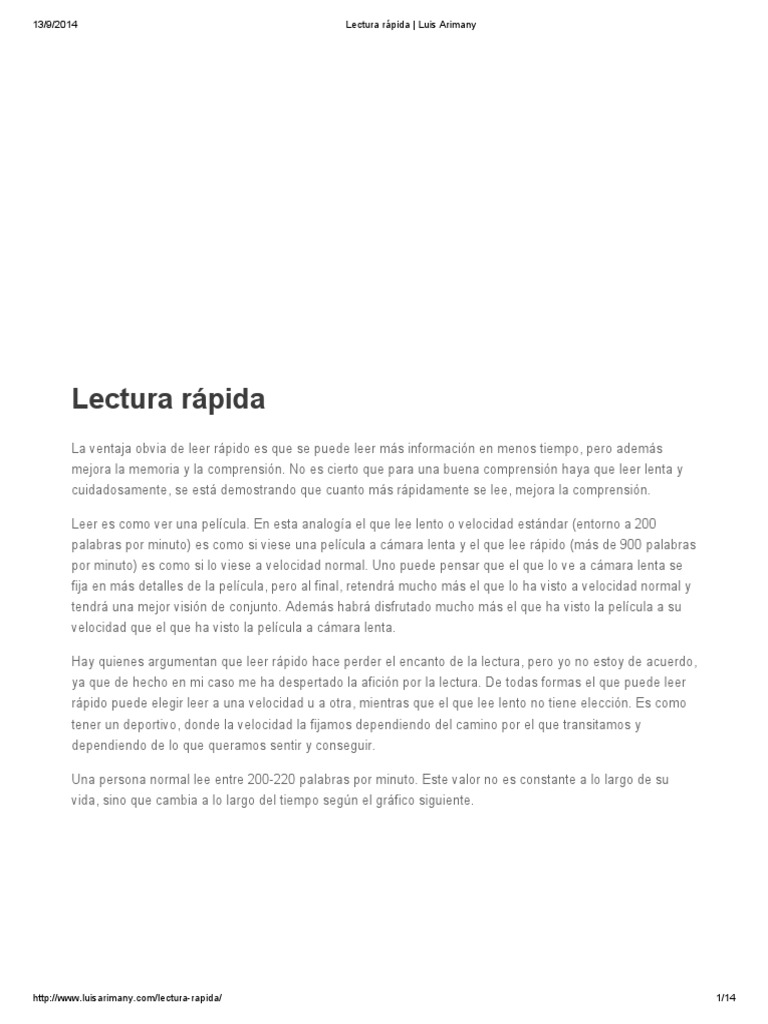 Lectura Rápida - Luis Arimany | PDF | Lectura veloz | Lectura (proceso)