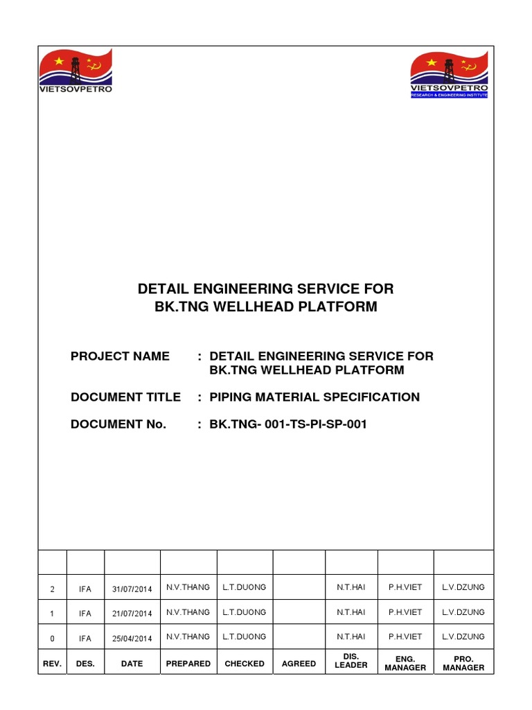 BK TNG 001 TS PI SP 001 - Piping Specification - Rev 2 | PDF | Pipe ...
