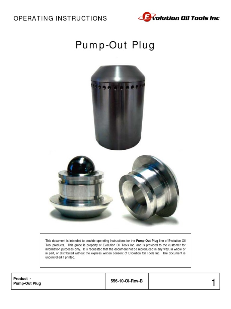 Pump Out Plug Operating Instructions | PDF | Pressure | Screw