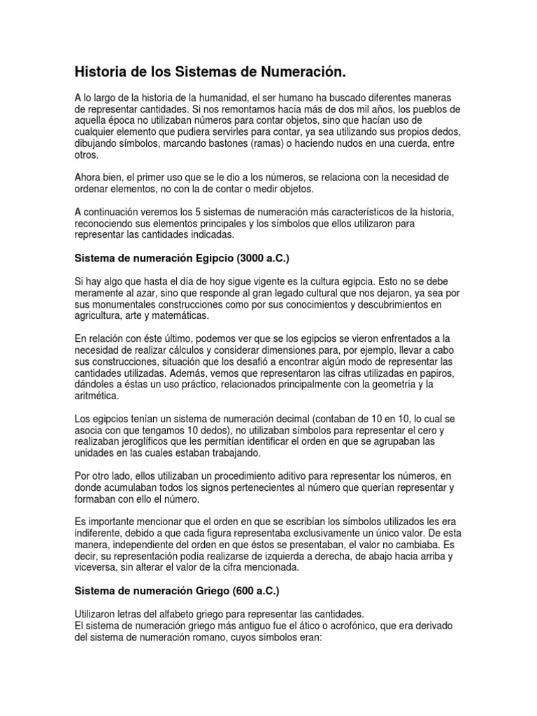 Historia de Los Sistemas de Numeración | PDF | Números | Notación ...