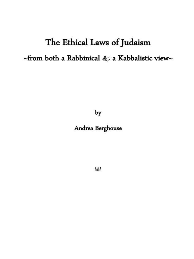 The Ethical Laws of Judaism | PDF | Kabbalah | Halakha