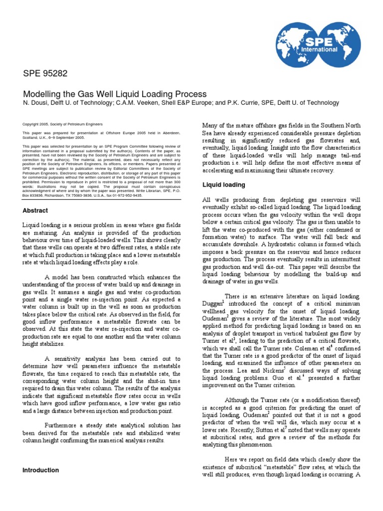 Modelling The Gas Well Liquid Loading Process | PDF | Petroleum ...
