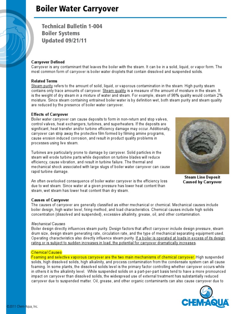 Carryover in Boiler | PDF | Steam | Boiler