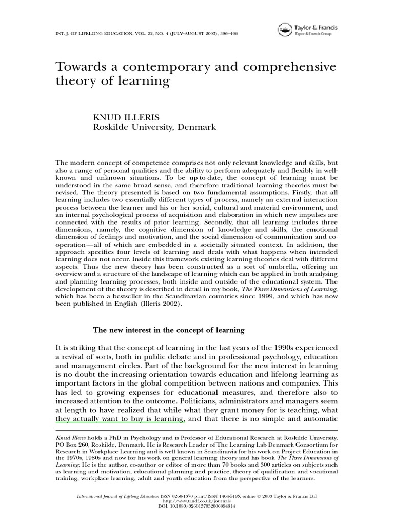 Knud Illeris | PDF | Emotions | Learning