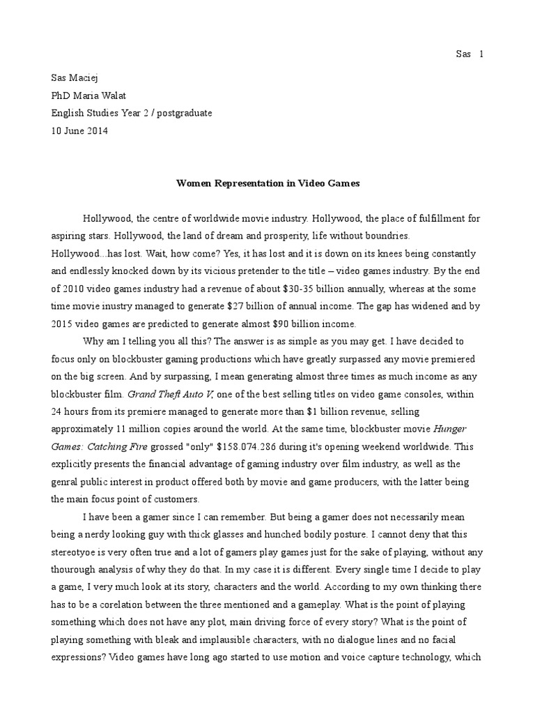 Women in Video Games | PDF | Video Games | Leisure