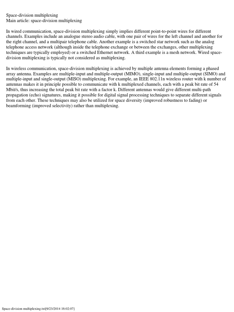 Understanding Space-Division Multiplexing | PDF | Multiplexing | Radio ...