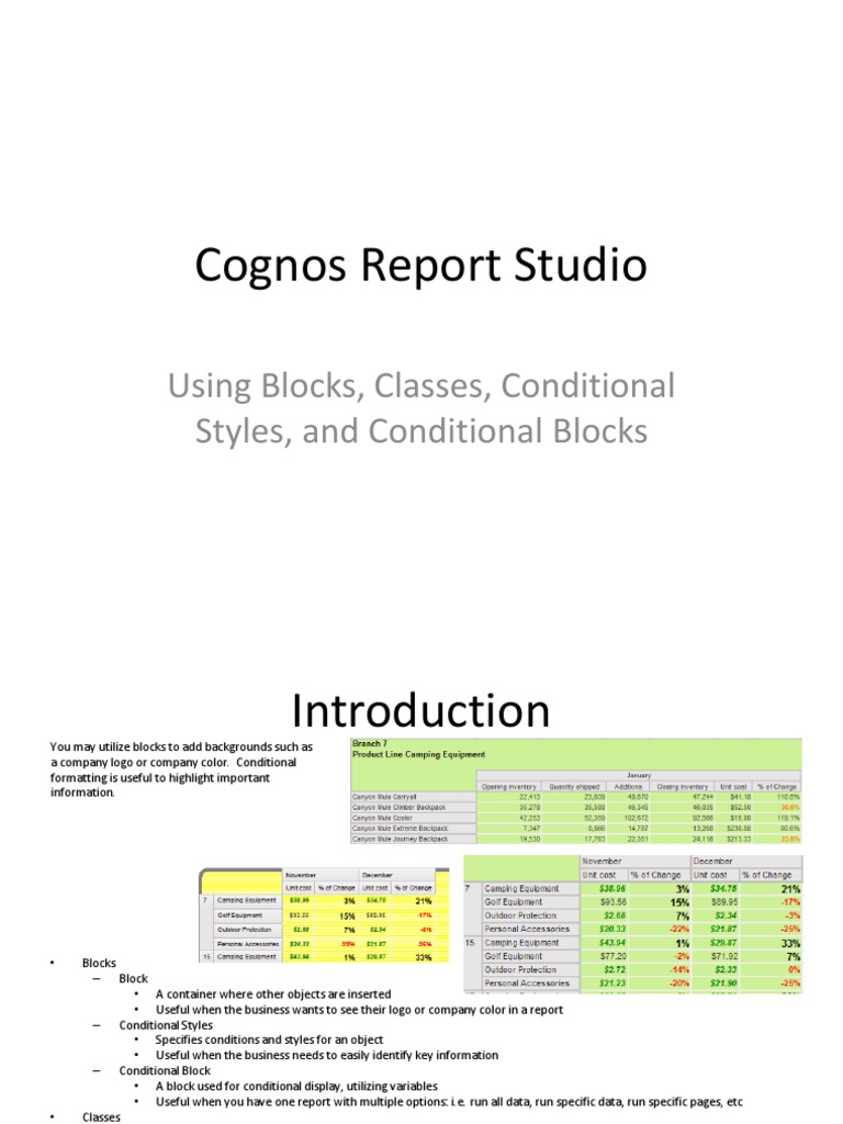 Cognos Report Studio Guide | PDF | Variable (Computer Science) | Command Line Interface