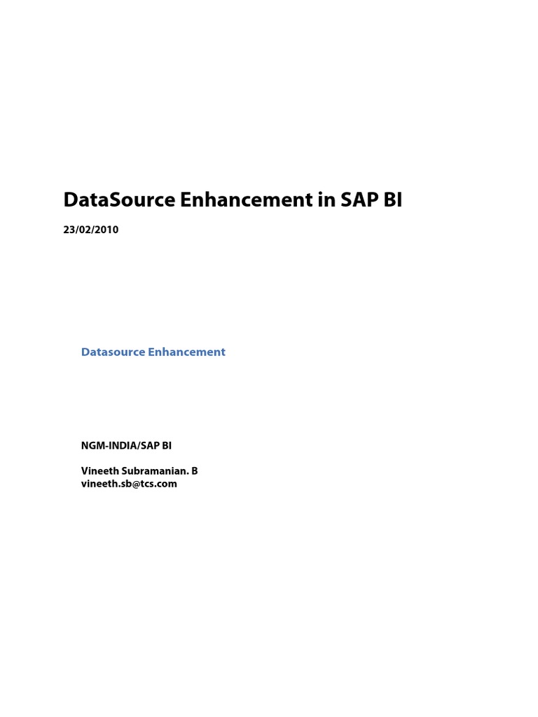 DataSource Enhancement in SAP BI | PDF | Software Engineering | Computing