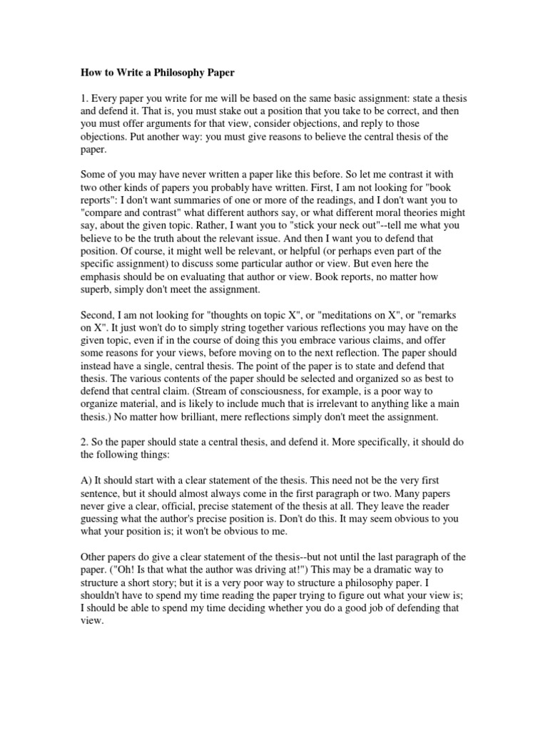 Philosophy Paper | PDF | Argument | Thesis