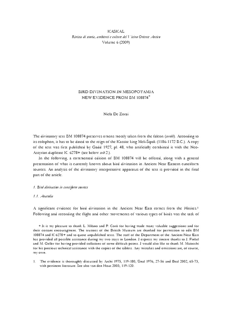 Bird Divination in Mesopotamia-Libre | PDF | Divination | Religion And ...