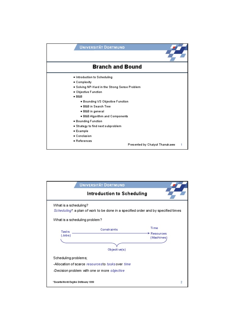 Scheduling - Branch and Bound Method | PDF | Computational Complexity ...