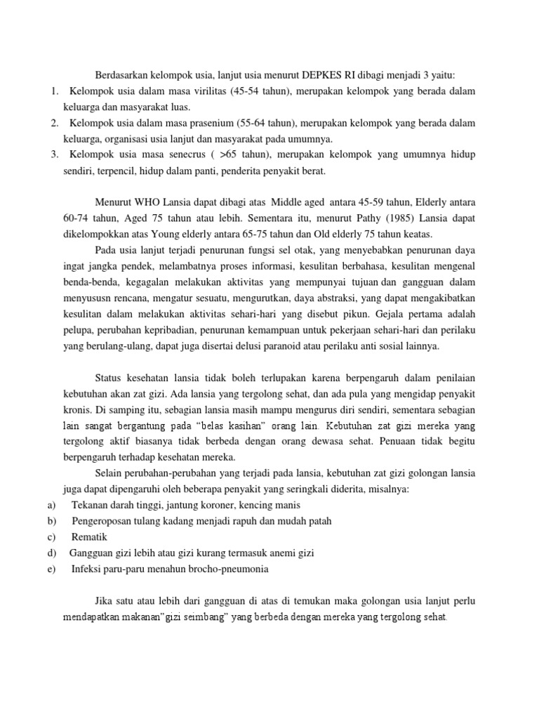 Contoh Menu Makan Lansia | PDF