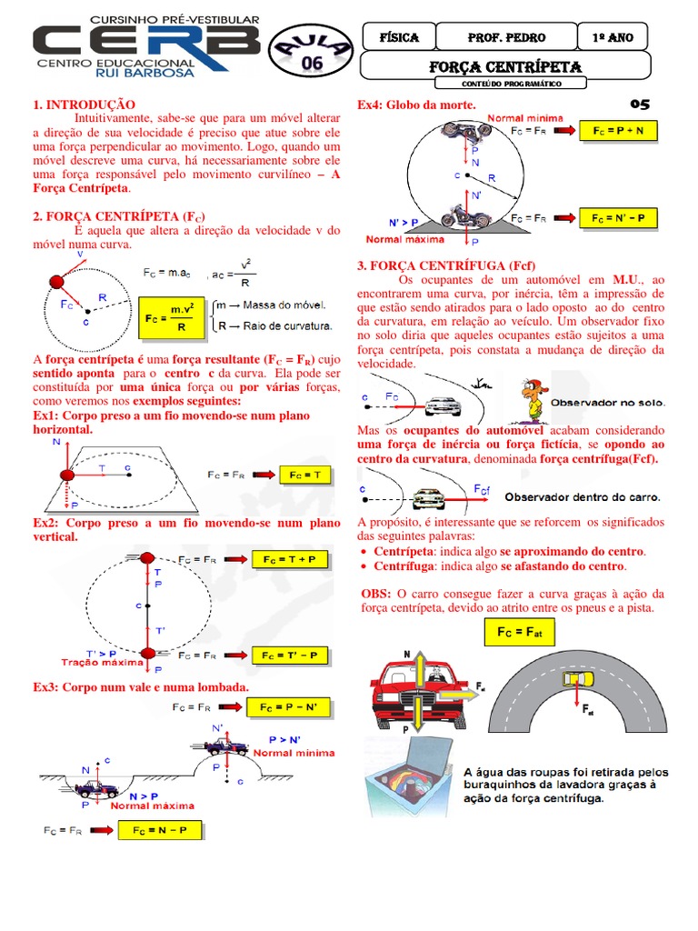 Aula 05-Força Centripeta | PDF | Gravidade | Força