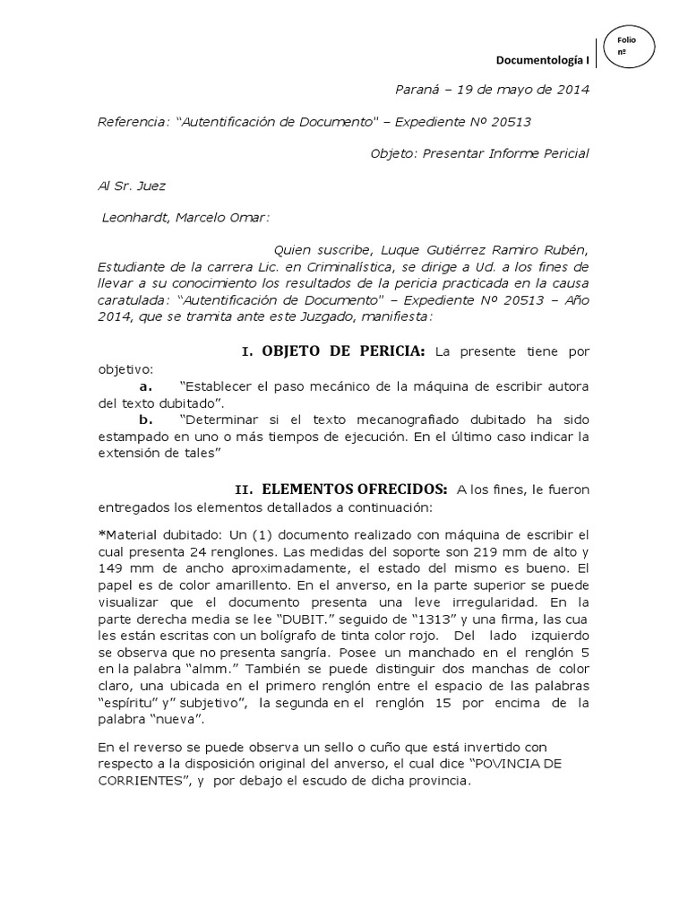 Pericia Documentologia 2 Mecanografia | PDF | Máquina de escribir ...