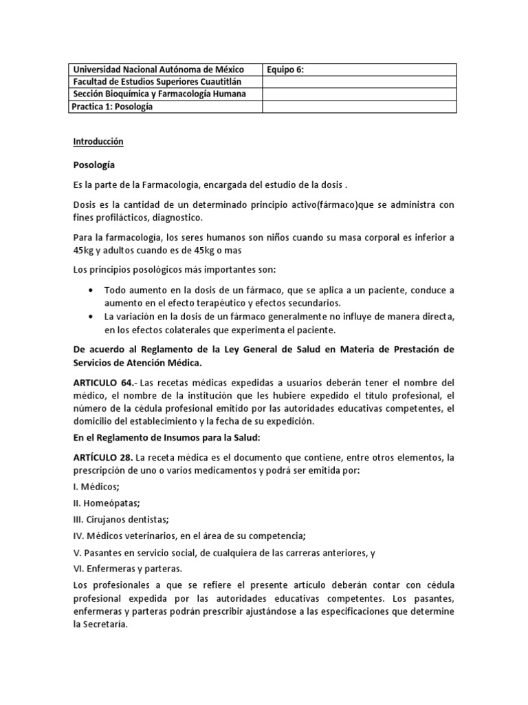 Posologia | PDF | Medicamentos con receta | Farmacología