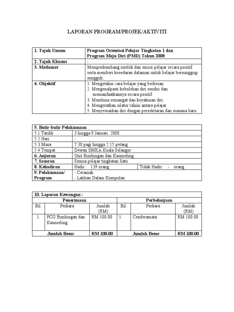 Laporan Program Maju Diri 2008 | PDF