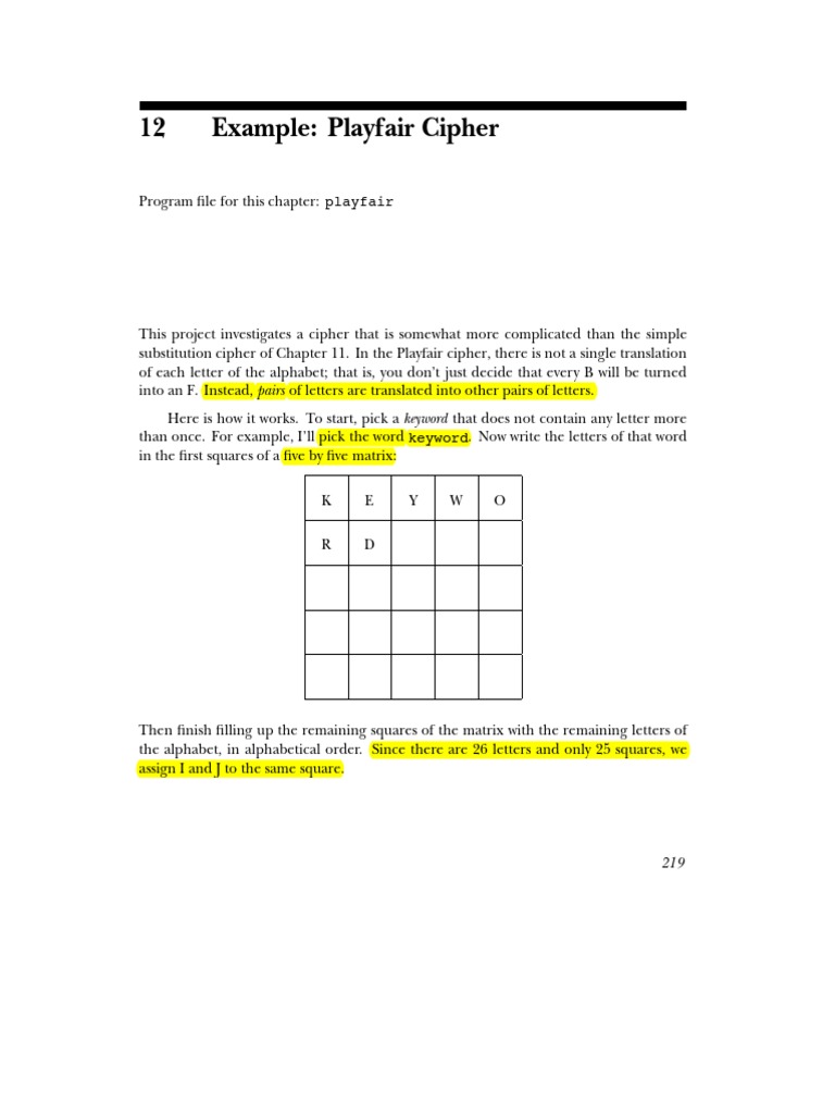 Playfair Cipher Examples | PDF | Matrix (Mathematics) | Letter Case Playfair Cipher Examples | PDF | Matrix (Mathematics) | Letter Case
