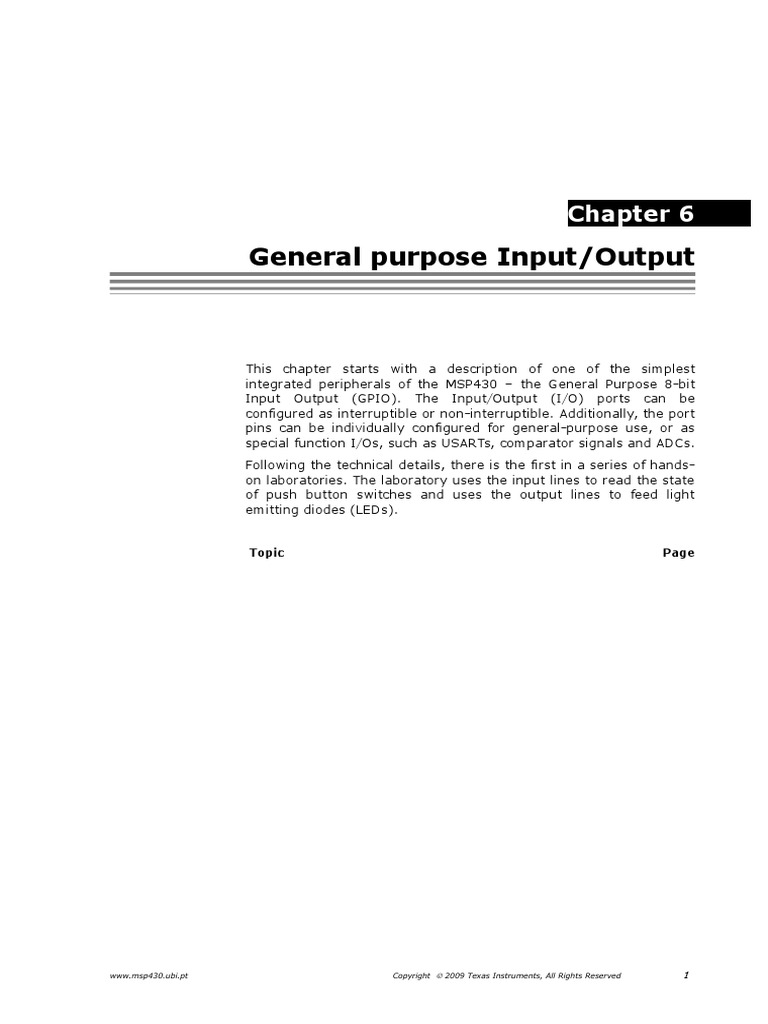 General Purpose Input/Output: Topic | PDF | Digital Electronics ...