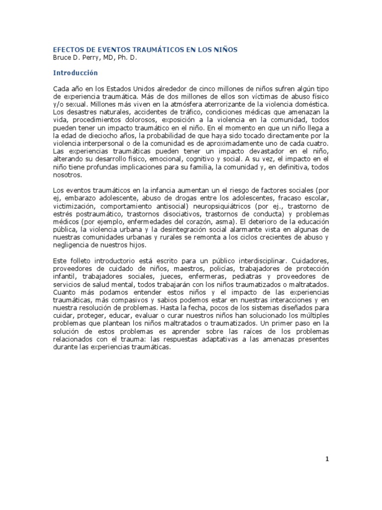 Trauma - Bruce Perry | PDF | Trastorno de estrés postraumático | Trauma ...
