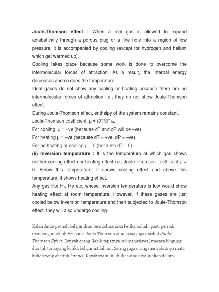 The Cooling Effect of the Joule-Thomson Expansion: An Explanation of ...