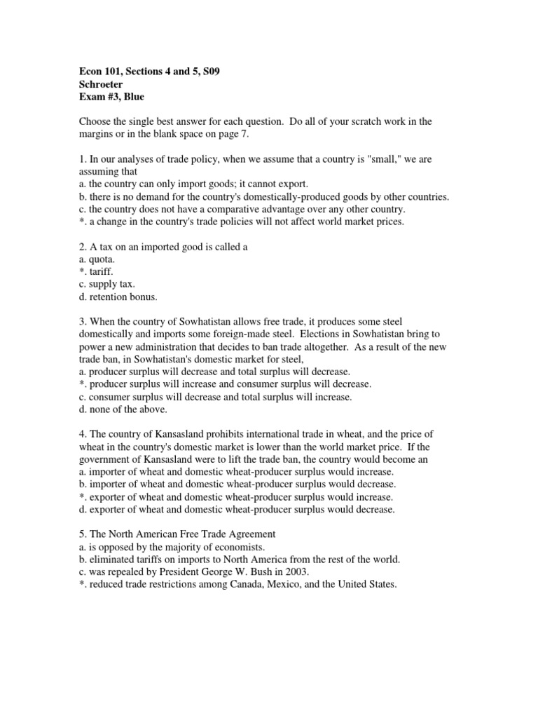 Econ 101 Exam #3 Review Questions | PDF | Externality | Economic Surplus
