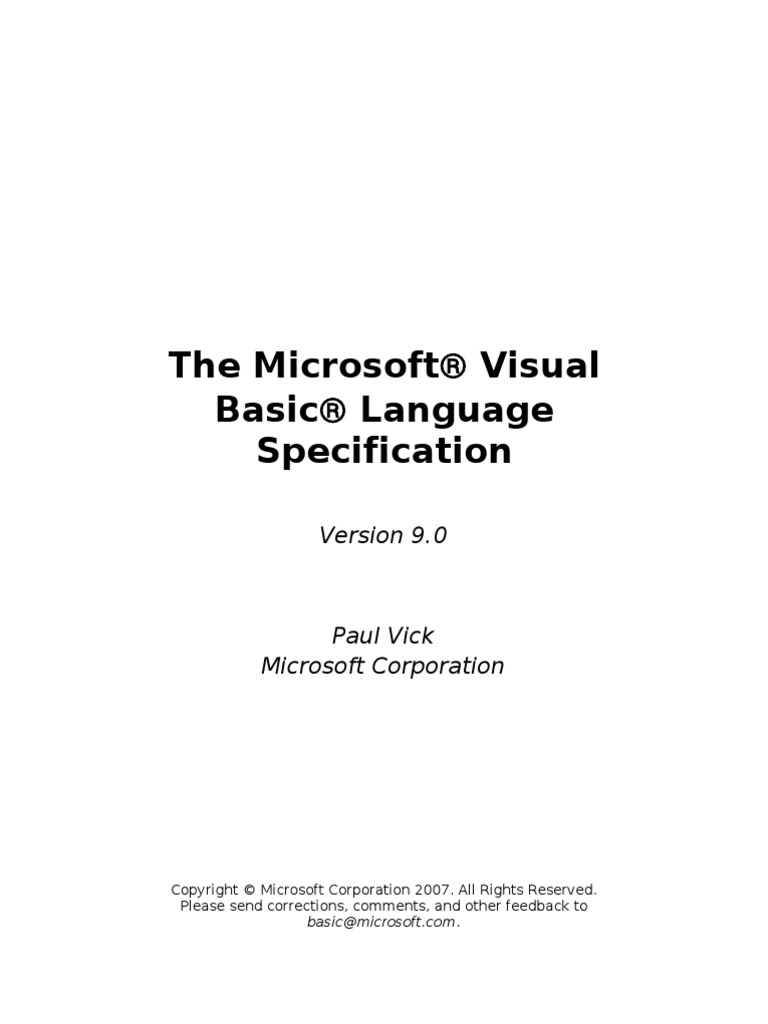 Visual Basic Language Specification 9.0 | PDF | Business