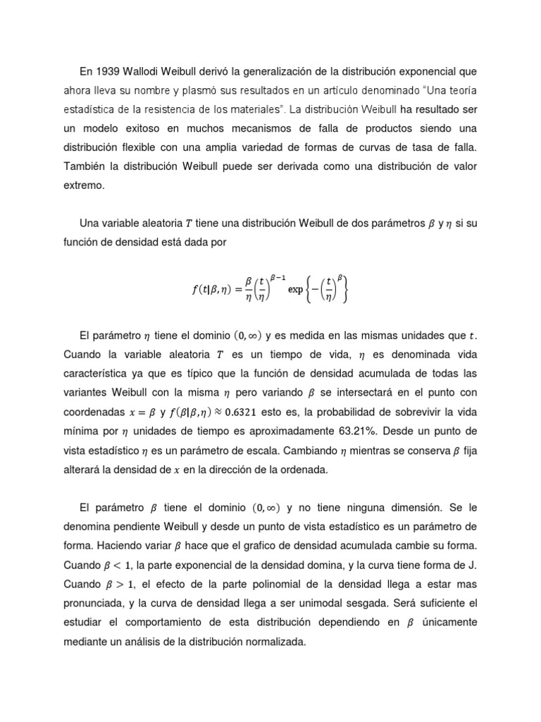 Propiedades de La Distribucion Weibull | PDF | Distribución de ...