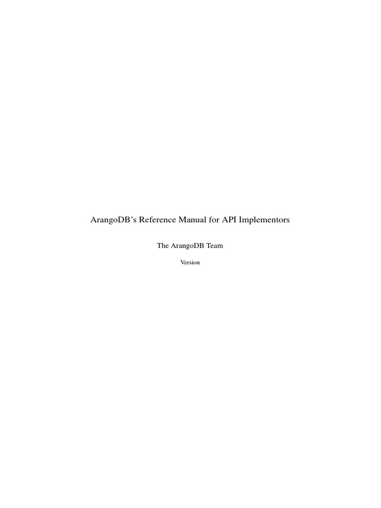 ArangoDB's Reference Manual For API Implementors | PDF | Hypertext Transfer Protocol ...