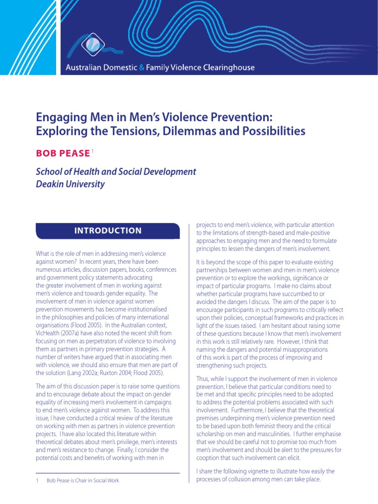 Issues Paper 7: Engaging Men in Men'S Violence Prevention: Exploring ...