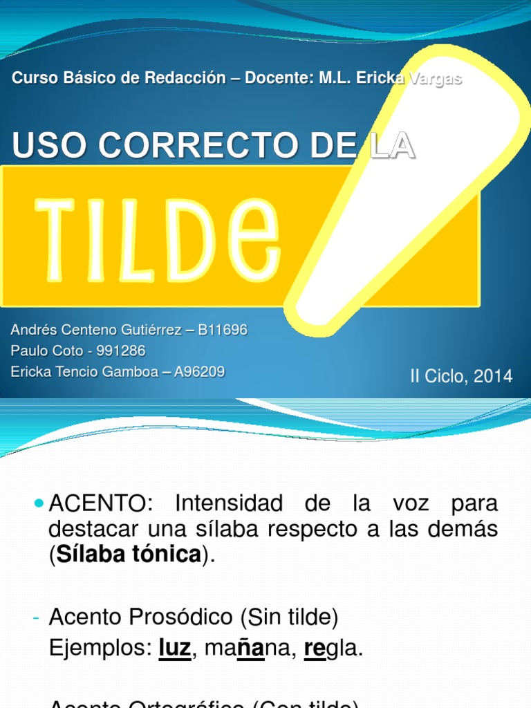Uso de la tilde