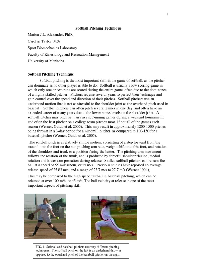 Softball Pitching Technique Explained | PDF | Anatomical Terms Of ...