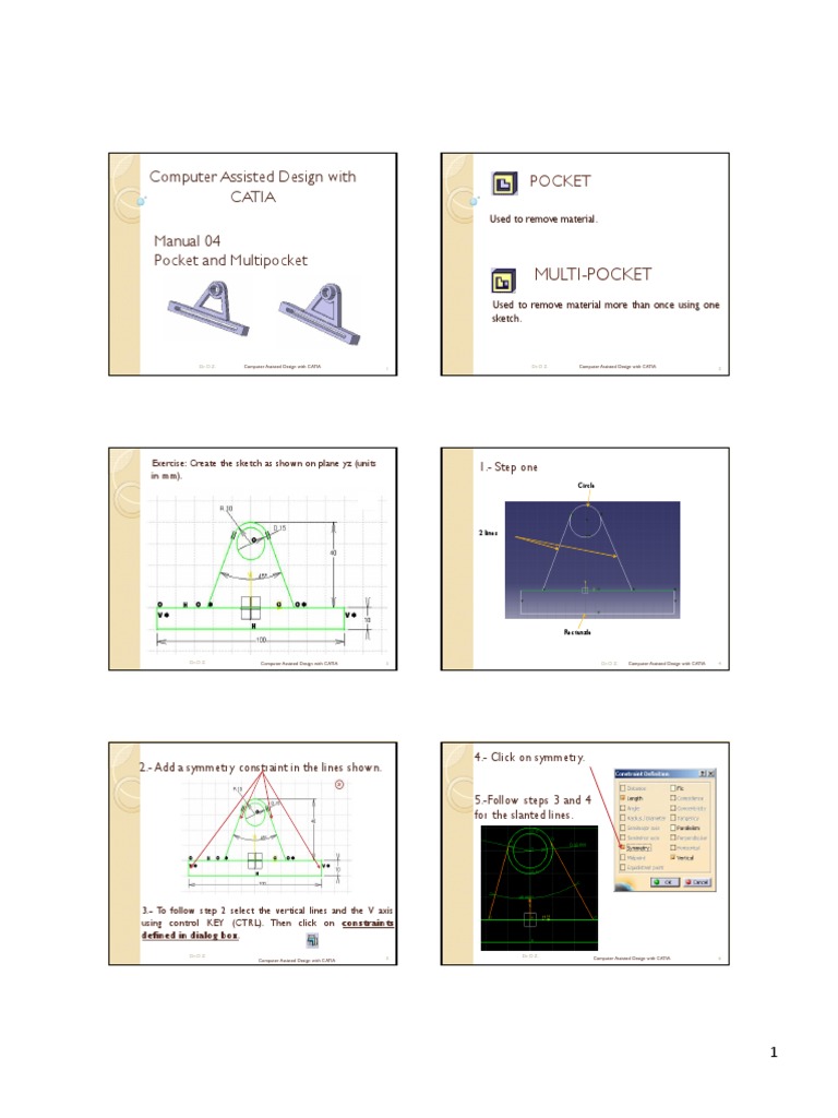 Computer Assisted Design With Catia: Multi-Pocket | PDF | Geometry ...
