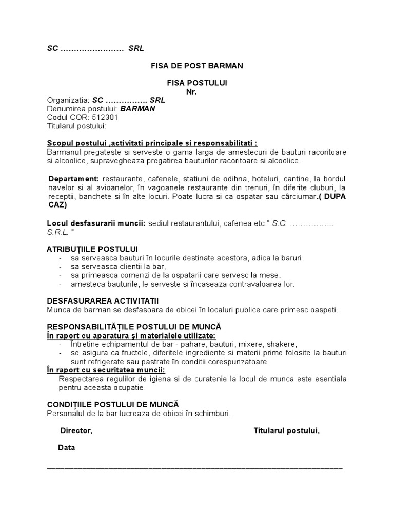 BARMAN Ospatar Fisa Post