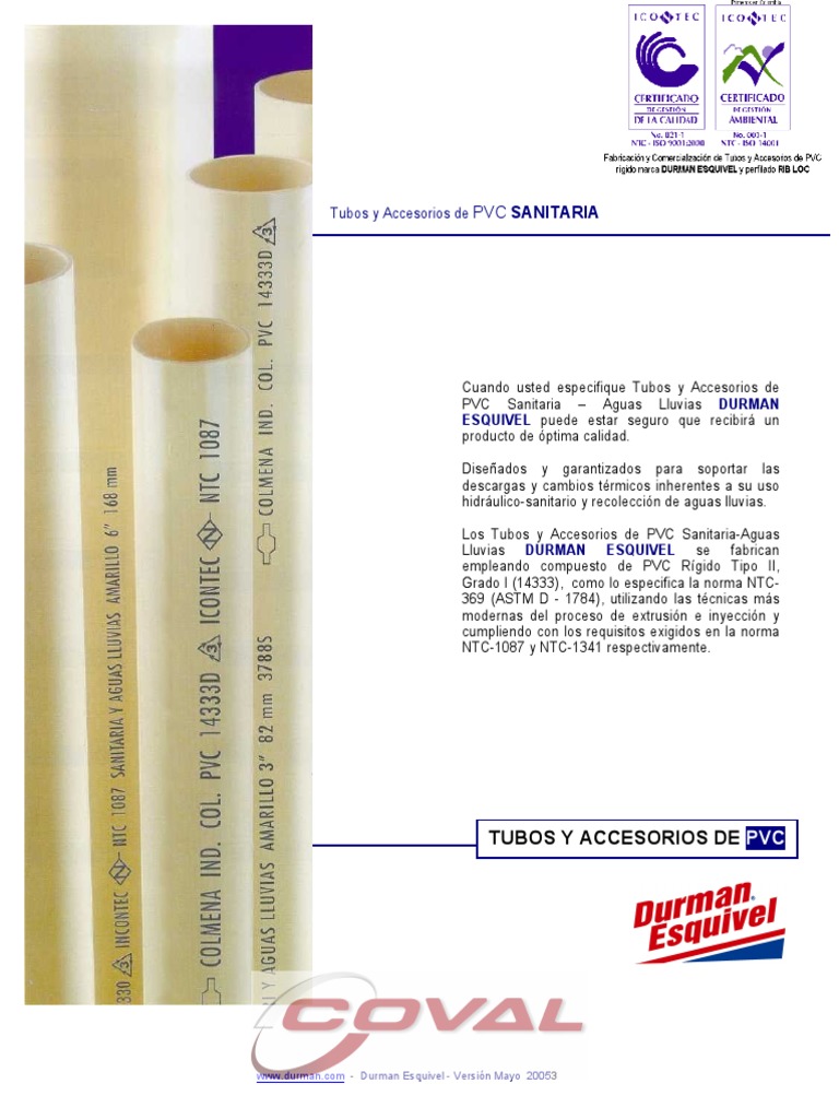 Ficha Técnica PVC Sanitario Durman PDF | PDF