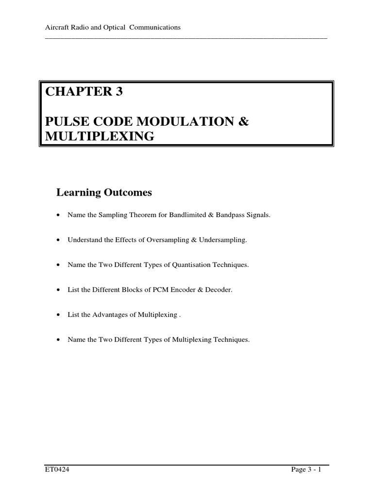 Chapter 3 PCM and TDM | PDF | Sampling (Signal Processing) | Modulation