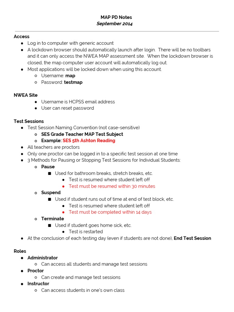 NWEA MAP Testing Guidelines and Access | PDF | Technology & Engineering