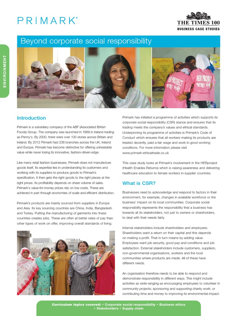 Primark's CSR and HERproject Impact | PDF | Corporate Social ...