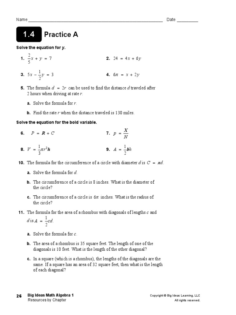 Lesson 1.4 - Practice | PDF | Fahrenheit | Celsius