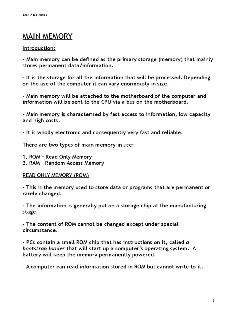 Main Memory: Bootstrap Loader That Will Start Up A Computer's Operating ...