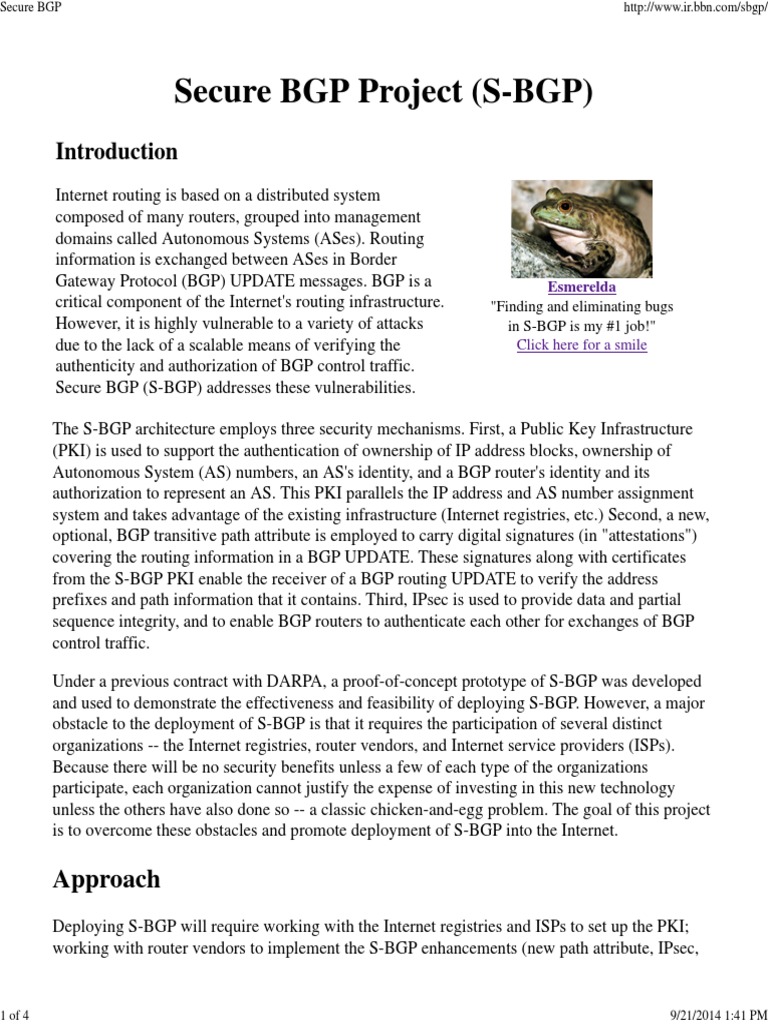 Secure BGP Project (S-BGP) : Approach | PDF | Routing | Router (Computing)