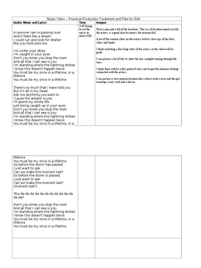 Music Video Production Treatment Guide | PDF