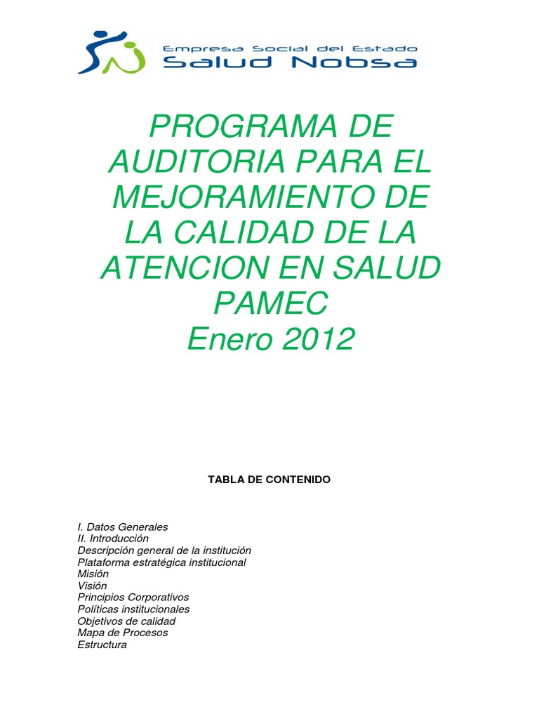 Auditoría de Calidad en Salud Nobsa | PDF | Seguridad del paciente ...