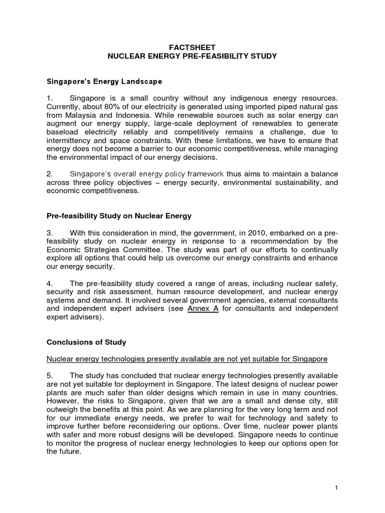 Study Factsheet For | PDF | Nuclear Power | Nuclear Safety And Security